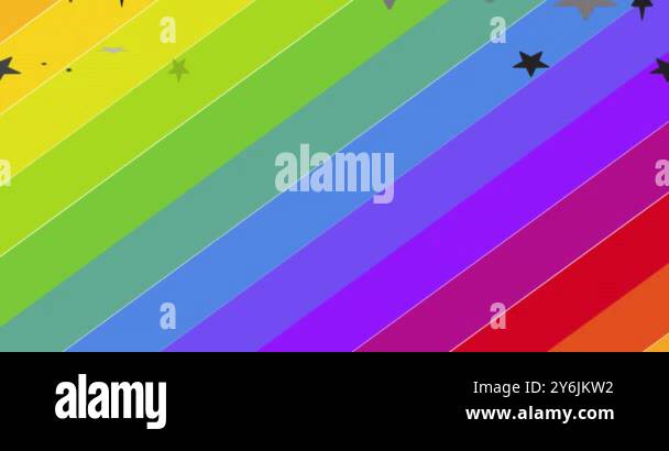Animation of pride lgbtq text and confetti falling over rainbow ...