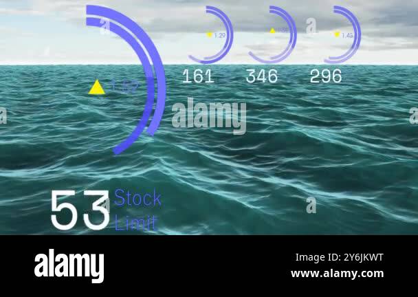 Stock Limit And Numerical Data Over Animation Of Ocean Waves Statistics Finance Data Analysis