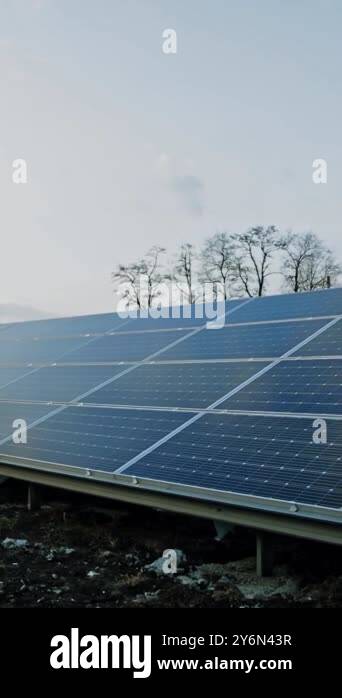Photovoltaic solar panel at sunlight. Big blue sunny battery on the ...