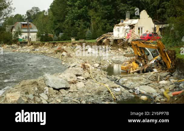 Flood after house destroyed river swept Bela Jesenik flooded damaged ...