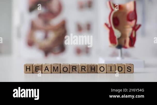 Word Hemorrhoids On Cubes Rectal Rectum Model Vascular Structures In