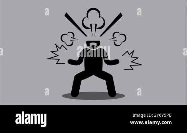 Angry man character animation. monochrome doodle character fun style ...