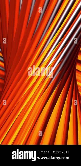 Lines twist into spiral. Motion. 3D lines rotate in vertical spiral ...