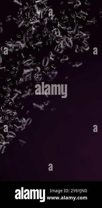 Abstract diagonal frame with animated numbers on a black background ...