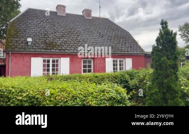 Village life, Denmark. Road through village. Nordby, Samsoe, Jutland ...