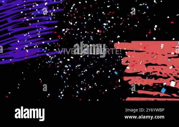 Animation of vive la liberte text with french flag and confetti on ...