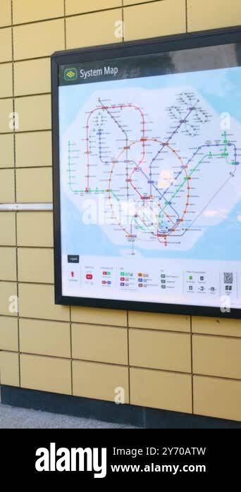 SINGAPORE - 8 FEB 2024: Metro map at MRT train station railway system ...