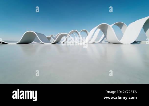 3d render of abstract wavy structure, futuristic architecture with ...