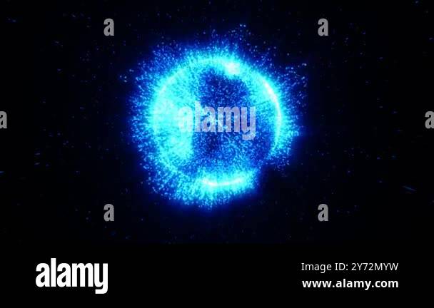 Energy sphere. Abstract motion with sphere of blue particles in star ...
