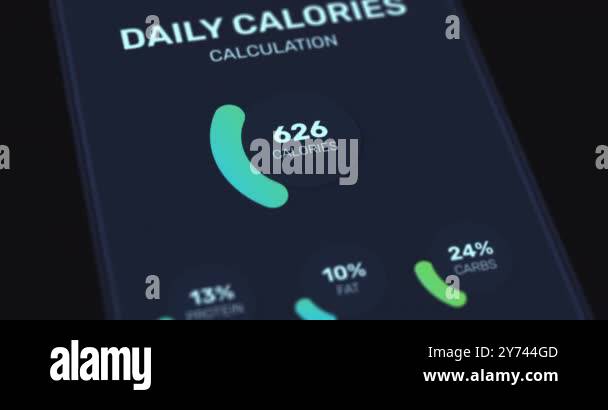 Interface of calories calculation application on smartphone screen ...