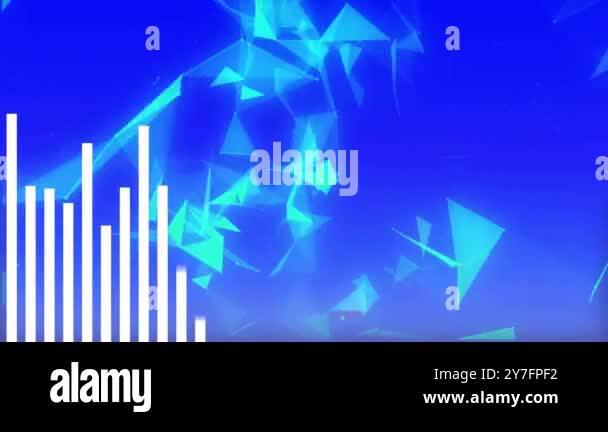 Bar graph animation over abstract blue and green geometric shapes. Data ...