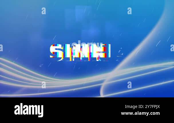 Animation of shine text and glowing light spots moving over blue ...