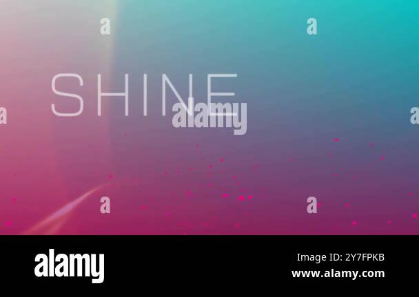 Animation of shine text and red spots moving over blue background ...