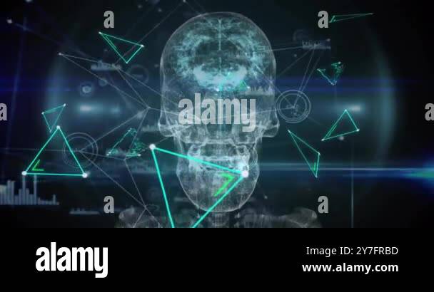 Animation of network of connections with data processing and shapes ...