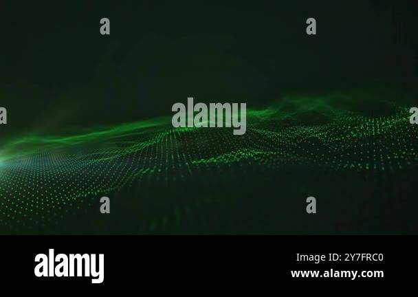 Animation of green spots on black background. Shapes, movement ...
