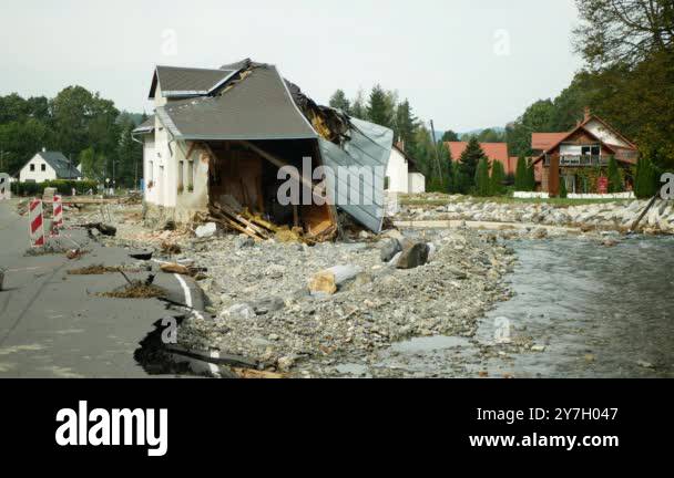 Flood after house destroyed river swept Bela Jesenik flooded damaged ...