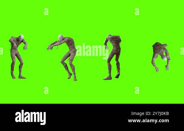 3D animation of mummy walks with his arms outstretched wrapped in ...