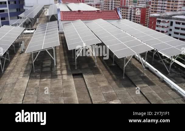 Singapore- 14 Sep 2024: Solar panel installed on top of HDB block in ...