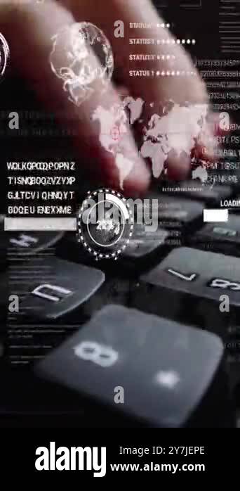 Man Working On Laptop Computer Keyboard With Graphic User Interface Gui Hologram Showing