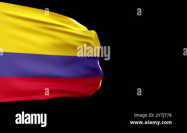 Flag of Columbia, transparent background, 3d animation 4k alpha channel ...