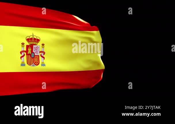 Flag of Spain, transparent background, 3d animation 4k alpha channel ...