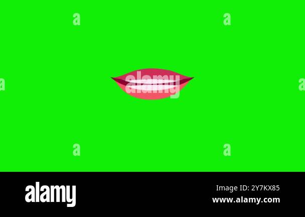2d cartoon girl auto lip sync animation on green screen background 4k ...