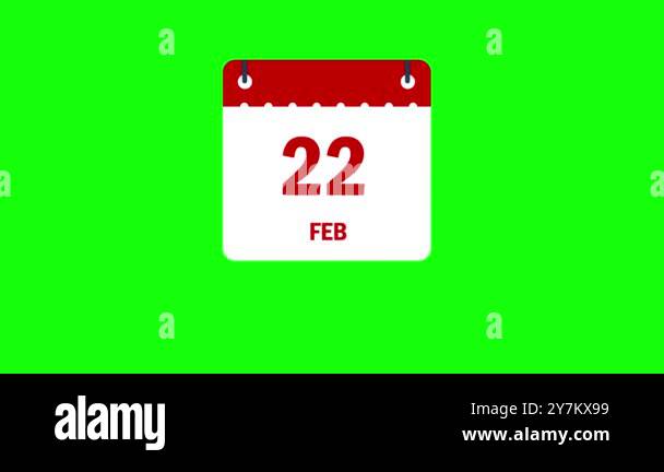 Calendar february months date change dropping page animation green ...