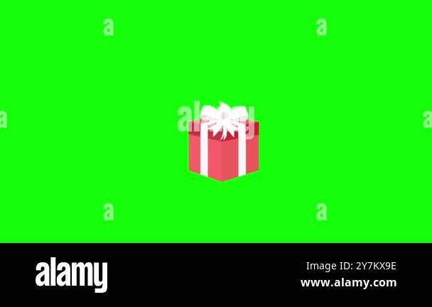 Red gift box opening animation on green screen background 4k Stock ...