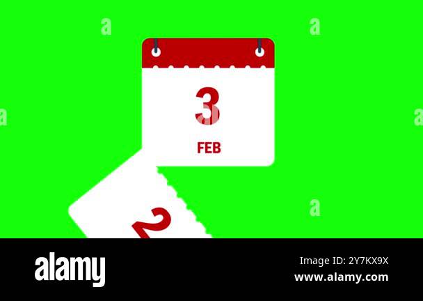 Calendar february months date change dropping page animation green ...
