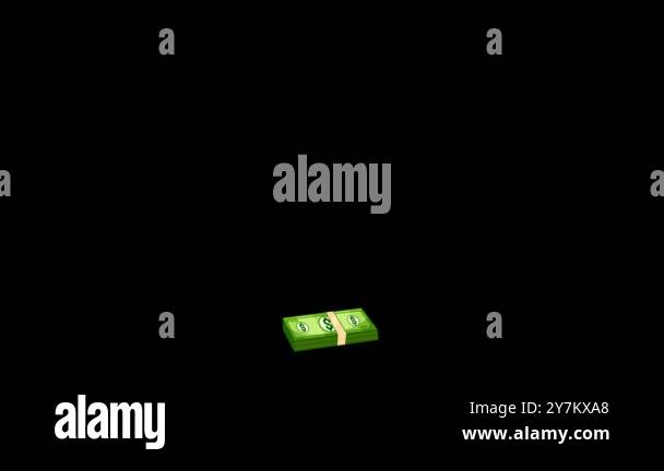 2d cartoon money bundles of dollar falling animation green screen Stock ...