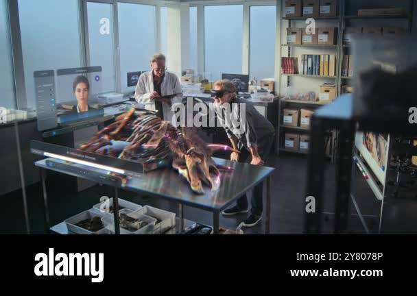 Advanced archaeological lab: VFX graphics of virtual display with AI ...