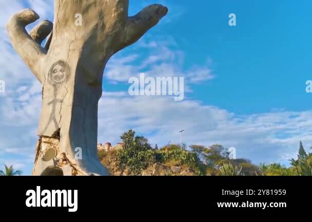 Puerto Escondido Oaxaca Mexico 01. December 2022 Hands made of stone ...