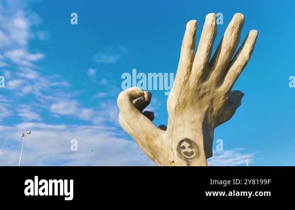 Puerto Escondido Oaxaca Mexico 01. December 2022 Hands made of stone ...