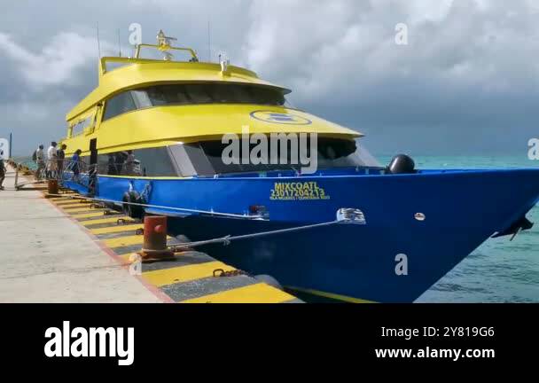 Playa del Carmen Quintana Roo Mexico 08. July 2024 Boat yacht catamaran ...
