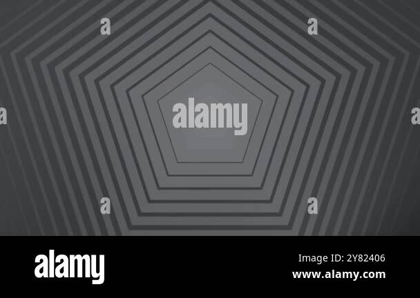 Dark Grey concentric pentagons forming a tunnel like effect, creating an optical illusion of ...