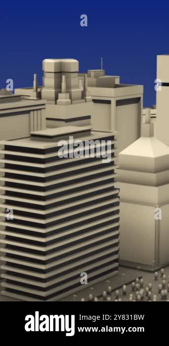 Abstract 3D layout of city. Animation. Model layout and landscape of ...