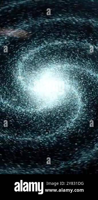 Galaxy in deep space of a spiral form rotating on black background ...