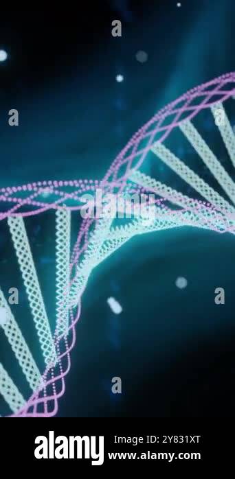 Realistic DNA 3D double helix. Design. Science concept, neon glowing ...