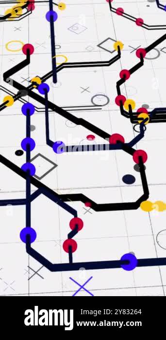 Color digital map of urban routes. Animation. Beautiful modern city map ...