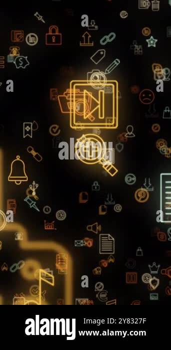 For editorial use only. Abstract multimedia background made by ...