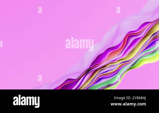 3D render of abstract animation of beautiful colorful soft surfaces with slow wavy effect, 4k ...