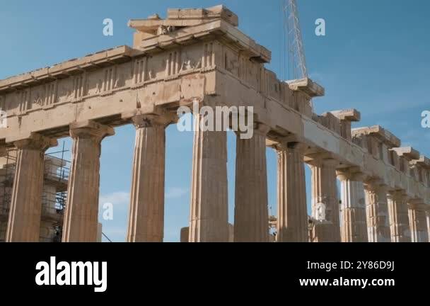 Parthenon temple with marble columns on the Acropolis in Athens, Greece. Ancient Greek ...