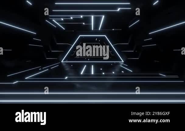 3d rendering of dark abstract sci-fi tunnel, Futuristic spaceship ...