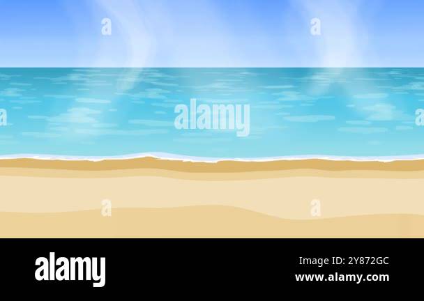 2d animated cartoon background of the sandy beach of the sea where ...