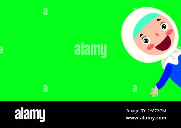 2d animated cartoon a cute girl chlild character who enters from the ...