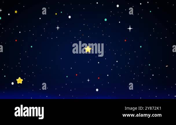 2d animated cartoon background view of the night sky full of fantasy ...