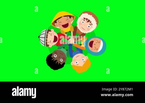 2d animated cartoon characters of different races, boys & girls, skin ...