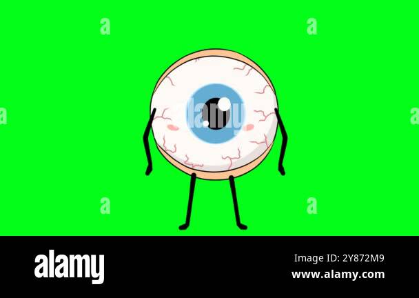 2d animated cartoon eye character Opening her eyes and eyelids and ...