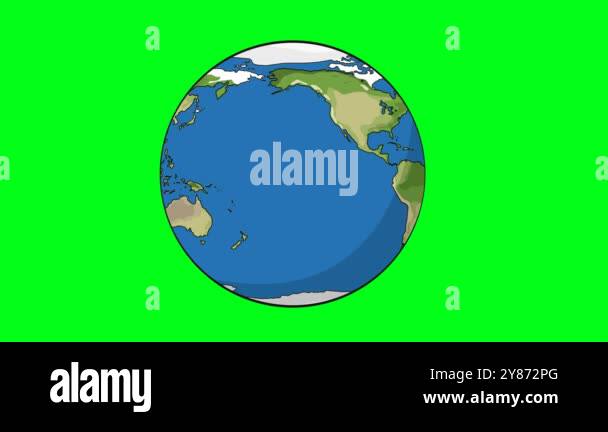 2d animated cartoon rotation of the earth or the planet earth in space ...