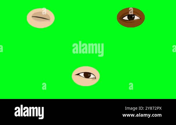 2d animated cartoon Different races and different types of eyes ...